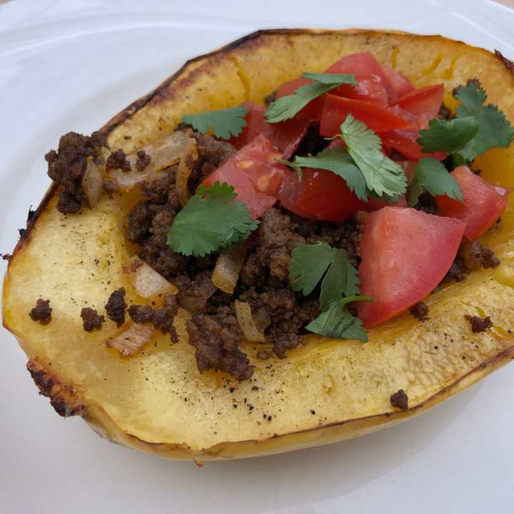 Spaghetti Squash Taco Boats - Clover Meadows Beef